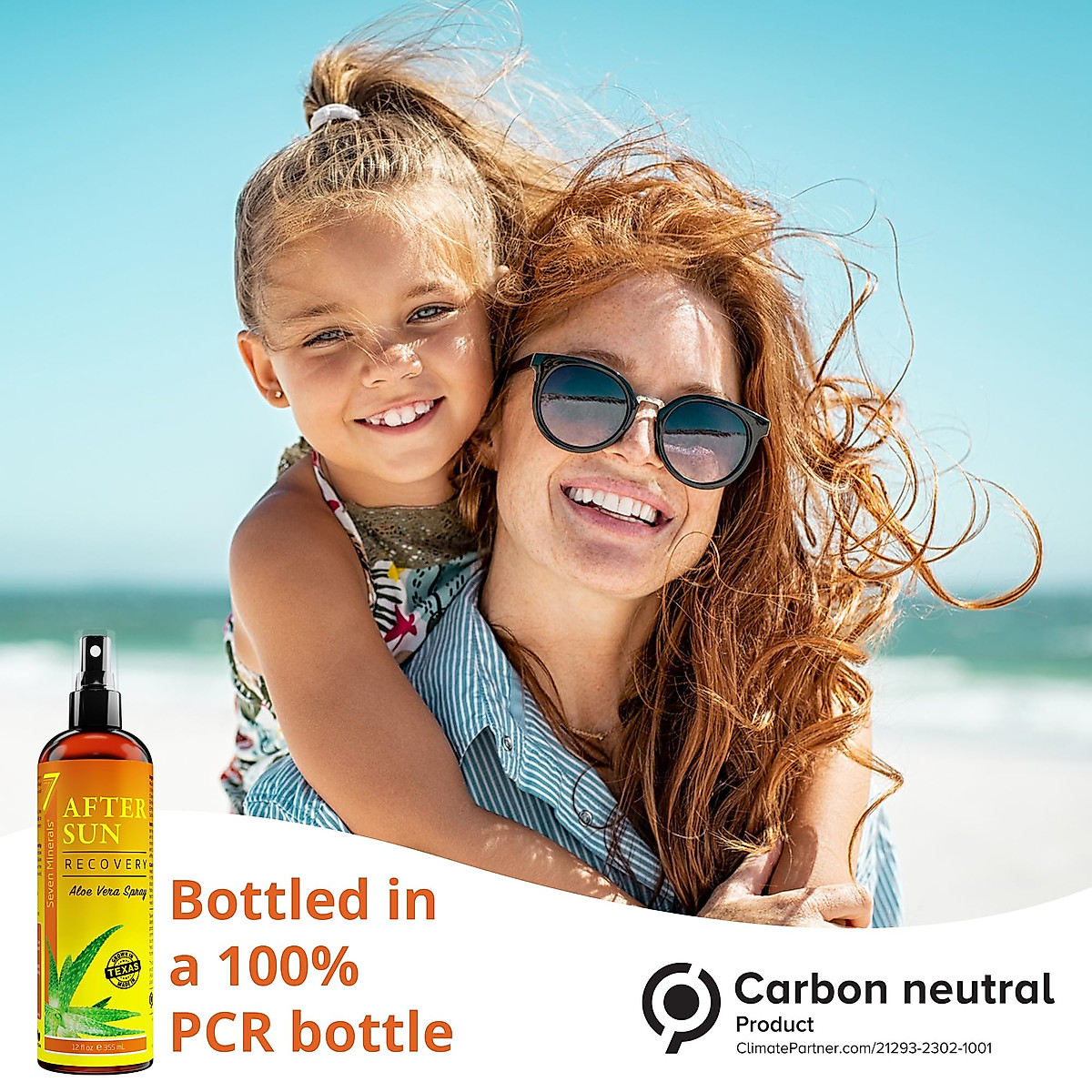 Seven Minerals NEW After Sun Solar Recovery Spray with Aloe Vera - For Skin & Face with Instant Sunburn Relief. Unlike Regular Aftersun Spray With Mango & Chamomile (12 Oz)