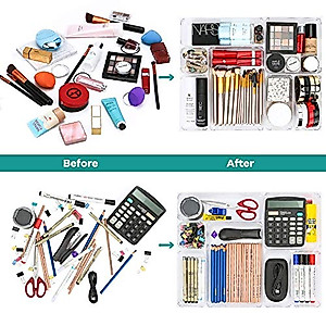 Kootek 16 Pcs Desk Drawer Organizer and 2 Tier Adjustable Lazy Susan Turntable Non-Skid Kitchen Cabinet Organizer