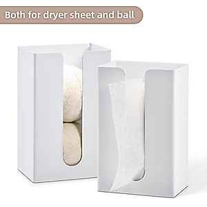 SUBEKYU Magnetic Dryer Sheet Holder for Laundry Room,Iron Dryer Sheet Dispenser for Laundry Storage Containers and Decor, Clear Dryer Sheet Box for Kitchen,White