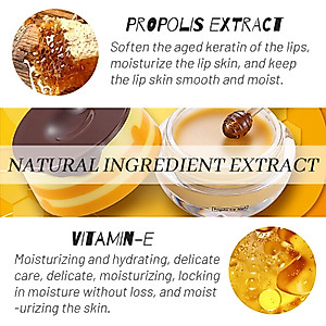 Balm Lip Balm Honey Pot, Propolis Lip Balm, Strawberry Mask, Moisturizing Lip Balm Sleeping Lip Mask Hydrating, Lip Scrubs Exfoliator