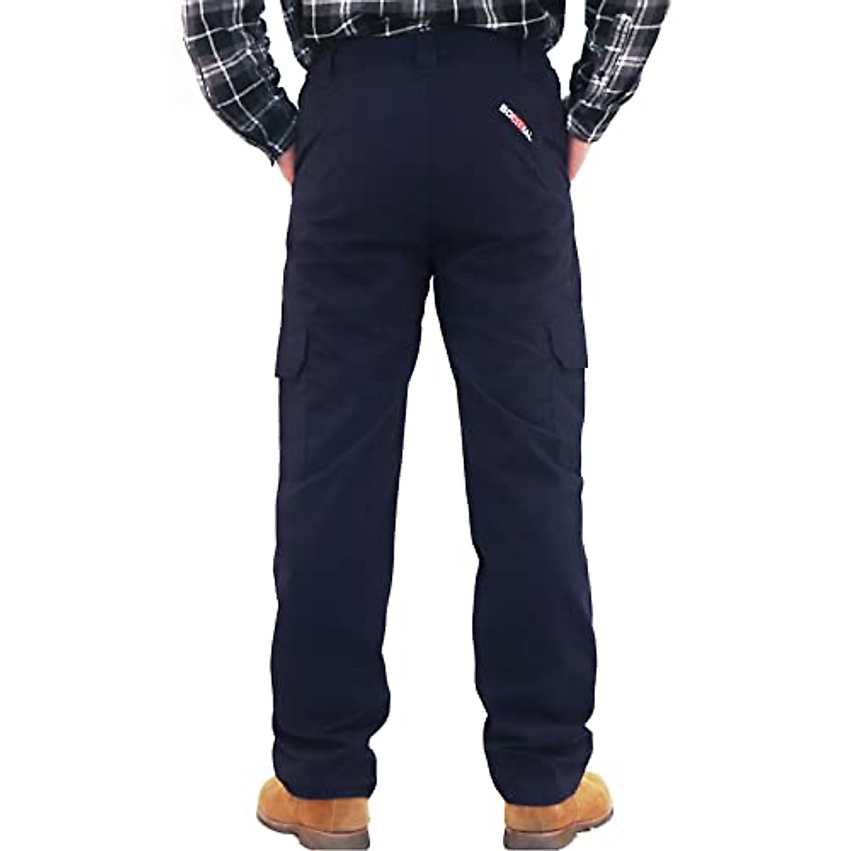 BOCOMAL Men's FR Cargo Pants Fire Resistant Pants Midweight 7.5oz Navy (7 Pockets) Multi-Pockets FR Pants