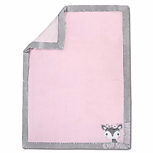 Fisher-Price Baby Blanket Woodland Wonders Collection Pink Fleece Baby Blanket Throw with Satin Trim for Baby Girls