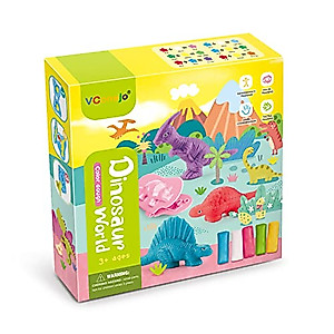 VConejo Color Dough Toys Dinosaur World Dough Set Creations Tools for Kid 2-4-8 Years with Animals