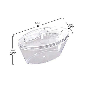 Kaya Plastic Oval Cups with Lids and Spoons - 4 oz. | Clear | 12 Sets (Pack of 2)