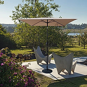 DAVEE Furniture 6.5 Ft Square Market/Patio Umbrella with Tilt and Crank, Perfect for Garden, Lawn,Deck,Backyard and Pool （Tan