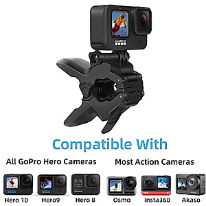 Jaw Flex Clamp Mount with Adjustable 8-Section Goose Neck Compatible with GoPro Hero (2018) GoPro Hero 7 6 5 4 3+ Session, Xiaomi Yi, Sjcam and Other Action Cameras