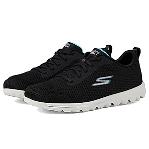 Skechers Women's GO Walk Travel-Fun Journey Sneaker, Black/Aqua, 8