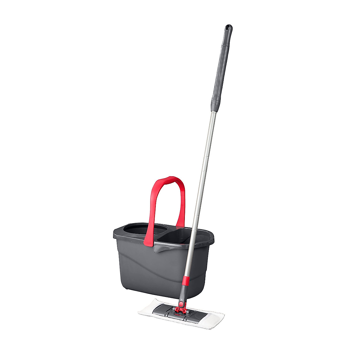 Rubbermaid Microfiber Flat Spin Mop Floor Cleaning System with Wringer Bucket, Red, Flat Floor Mop for Hardwood/Laminate/Vinyl/Tile/Stone Floors