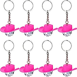Alabelleza 18pcs Cowboy Hat Disco Ball Keychain Pink Hat Disco Ball Decorations Mini Disco Ball Ornaments Disco Ball Party Decorations Cowgirl Accessories