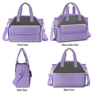 Lunch Bags for Women, Insulated Cute Lunch Bags for Adult Men with 4 Icepacks&2 Storage Pocket, Lunch Tote Bag with Removable Shoulder Strap,Large Leakproof Cooler Bag for Work,Picnic,Beach-Purple