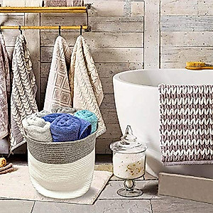 Altatac Rope Basket Living Room Large Storage Woven Basket for Organizing, Cotton Blanket Organizer, Rope Cotton Decorative Basket, Nursery Home Decor Gift