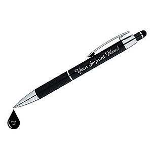 Customized Pens with Stylus - The Prestige Metal Pen - Custom Printed Name Pens with Black Ink Personalized & Imprinted with Logo or Message -Great Gift Ideas- FREE PERSONALIZATION - 6 pack (Black)
