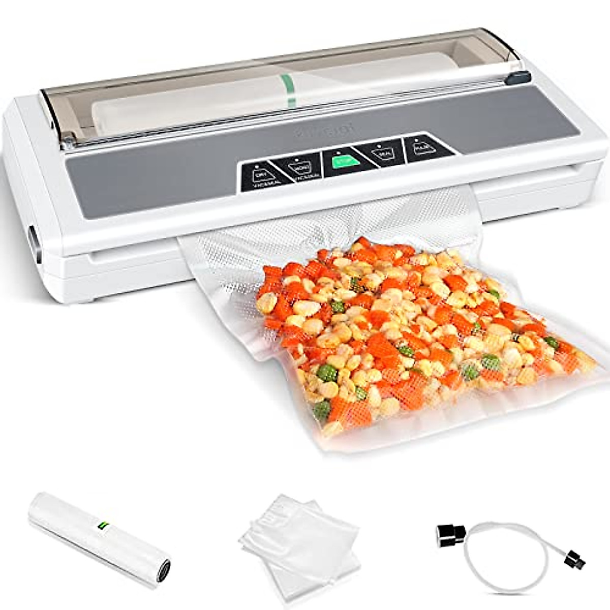 Vacuum Sealer Machine,Air System Vacuum Sealer with Dry, Moist & Pulse 3 Modes,with Bag Storage and Built-in Cutter,Food Sealer with Consecutive Seals