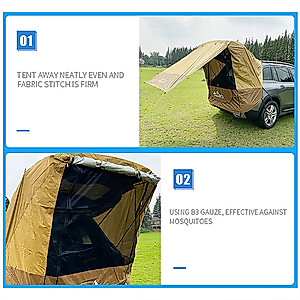 Camping Outdoor Car Trunk Tent, SUV Rainproof Car Rear Extension Awning Camping Picnic Sun Shade Rainproof Canopy