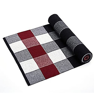 BMVMB Men Winter Cashmere Scarf Wool Soft Warm Knitted Plaid Scarves for Men (Black(Plaid))