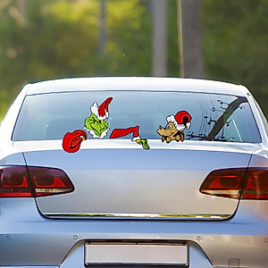 Christmas Car Decorations, 14.9" Christmas Peeking Car Decals Waterproof PVC Rear Windshield Stickers for Holiday Xmas Car Accessories (Style 1)