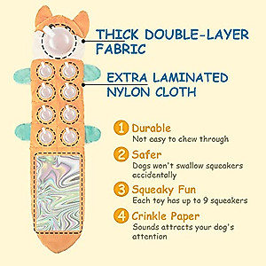 AWOOF No Stuffing Dog Toy, Crinkle Squeaky Dogs Teething Chew Toys Set for Small Medium Large Breed Puppies Aggressive Chewers,Durable Birthday Interactive Plaything Dogs Doggies Toys Bulk