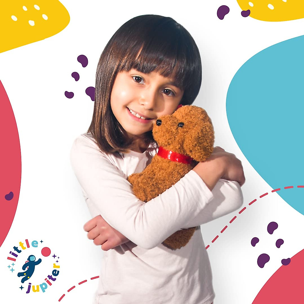 Little Jupiter Plush Pet Set with Purse w/Reversible Sequins & Charm - Stuffed Animal Toy for Kids Ages 4-5 - 6-7 - Stuffed Animal Purse - Stuffed Animals for Girls - (Brown Labradoodle)