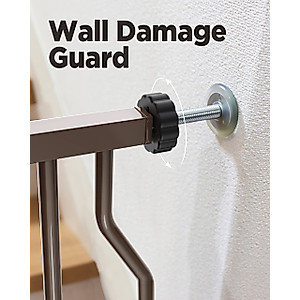 Ciays Baby Gate, 29.5” to 45.3” Dog Gate for Stairs Doorways and House, Auto-Close Safety Metal Child Gate for Babys Dogs with Alarm, Pressure Mounted, Brown