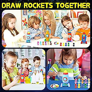 Paint Your Own Rocket Lamp Kit, DIY Rocket Night Light, Arts and Crafts Supplies Kit for Kids, Arts and Crafts Activities for Toddler Boys Girls Toddler, Creativity Paint Kit for Kids Ages 4-8,8-12