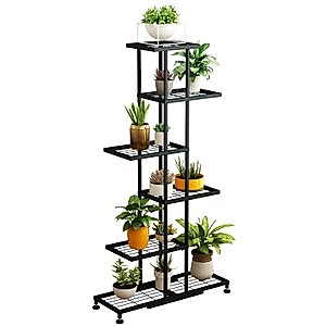 Metal Plant Stand, 6 Tier 12 Potted, Upgrade Multiple Plant Rack Shelf Organizer, ​Indoor Planter Display Shelving Unit for Patio Garden Corner Balcony Living Room