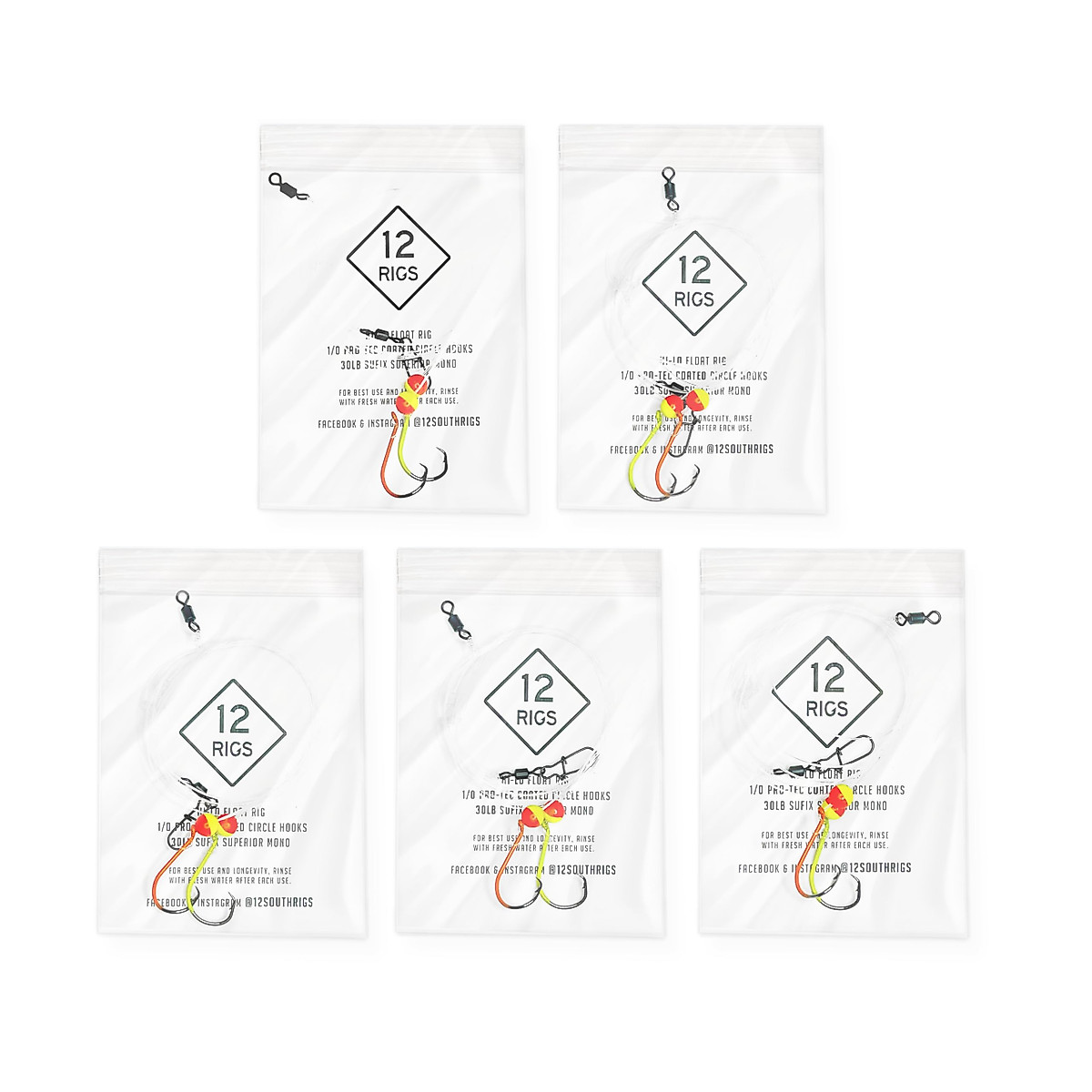 Pompano Rigs Pro-Tec Coated Circle Hooks Surf Fishing Rigs Hand-Tied (5-Pack, Sand Flea)