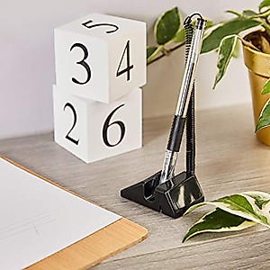 Juvale Desktop Pen - 6-Pack Counter Pens, Security Gel Ink Pens for Bank, Office, Hotel Lobbies, Retail Stores, Anti-Theft Pen with Adhesive-Backed Base, Black, 0.5mm Ballpoint