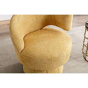 i-POOK 360 Degree Swivel Accent Chair, Upholstered Round Armchairs with 21.65" Deep Seat, Comfy Barrel Chair Club Chair for Living Room, Reading Room, Yellow