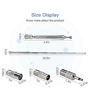Tecreddy FM Telescopic Radio Antenna 75 Ohm Replacement Antenna F Type Male Plug for Yamaha Onkyo Pioneer Marantz Bose Wave Music System Indoor Radio Home Stereo Receiver Audio Vedio AV Receiver