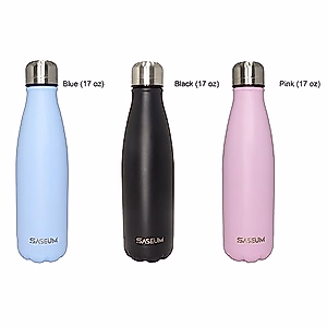 SASEUM Kids Insulated Metal Water Bottles 17oz Stainless Steel Double Wall Vacuum Thermal Flask with Lid Keep Cold for 24 Hours and Hot for 12 Hours Water Jug for School,Sports-Pink