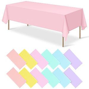 12Pcs Pastel Color Plastic Tablecloths for Parties and Events