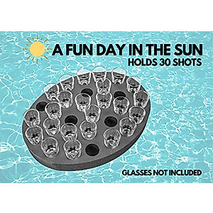 Polar Whale 2 Shot Glass Holder Floating Trays Table for Pool Beach Spa Hot Tub Bar Club Party Float Indoor Outdoor Durable Foam Serving Rack 16.67 Inches Wide Holds 30 Shots
