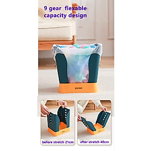 Eco Friendly Trash Can, Trash Bags Holder, Adjustable Size Rubbish bin (Grey Blue + Orange Blue)