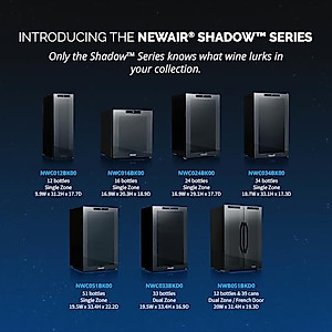 Newair 51 Bottle Wine Cooler Refrigerator | Shadow Series | Freestanding Mirrored Wine and Beverage Fridge with Double-Layer Tempered Glass Door & Compressor Cooling For Reds, Whites, & Sparkling Wine