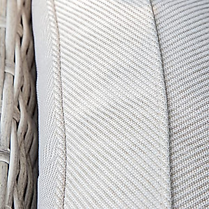 MeetLeisure 3-Piece Patio Wicker Bistro Set - Outdoor Porch Swivel Rattan Chairs Set of 2 with Matching Coffee Table & Premium Fabric Cushion, Beige