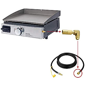 EXCELFU Propane Elbow Adapter Fitting with Extension Hose 12Ft RV Quick-Connect Kit for Blackstone 17"/22" Griddle