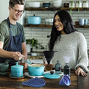 KongNai Funnels for Kitchen Use Set of 4, Silicone Collapsible Funnels for Filling Bottles, Food Grade Funnel for Liquid Powder Transfer, Foldable Kitchen Utensils, BPA Free