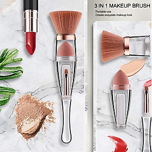 makeup brush makeup brush set makeup blending brus,Makeup Brush 3 in 1 Multi-functional Cosmetic Brush for Foundation Powder Concealer Eye Lip Beauty Tool for Beginners & Makeup Artist