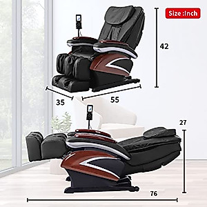 Full Body Electric Shiatsu Massage Chair Recliner with Built-in Heat Therapy Air Massage System Stretch Vibrating Body scan PS4,Black
