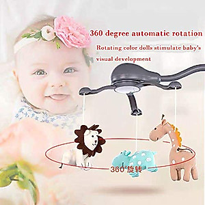 CUTIE PUMPKIN Baby Music Mobile for Crib Playpen with Nursy Lights,Relaxing Music and Natural Sounds. Includes Light Projector with Stars and Shapes. Newborn Nursery Toys with Cradle Vibration. (Grey)