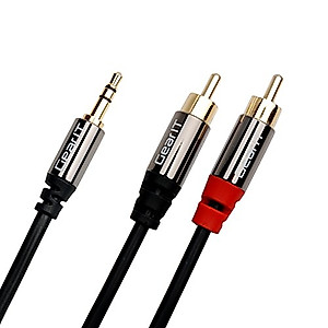 3.5mm to RCA Cable, GearIT Pro Series 35 Feet Premium Gold Plated 3.5mm to RCA Audio Stereo Cable for Headphones, Home System, Car Stereo, iPods, iPhones, MP3 Players and More - Black