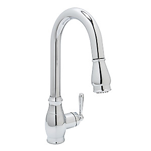 Huntington Brass 51191-01 Single-Handle Pull-Down Kitchen Faucet with Sprayer and Optional Deck Plate, Chrome