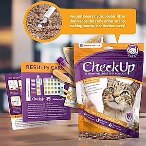 KIT4CAT CheckUp Kit at Home Wellness Test for Cats, Hydrophobic Litter for Urine Collection & Test Strips for Detection of Levels of Glucose, Protein, pH and Blood in Urine