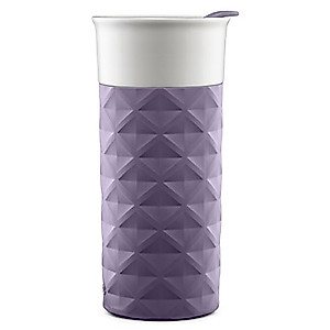 Ello Ogden Ceramic Travel Mug with Splash-Resistant Slider Lid and Protective Silicone Boot, Perfect for Coffee or Tea, BPA Free, Dishwasher Safe, Deep Purple, 16 oz