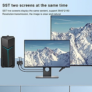 HEZOOMS DisplayPort to DisplayPort HDMI-Compatible Splitter Adapter MST SST Mode 8K@30Hz 4K@120Hz 1 in 2 Out Directional DP1.4 Splitter Dual Monitor for DP and HD Multi Screen simultaneous displays
