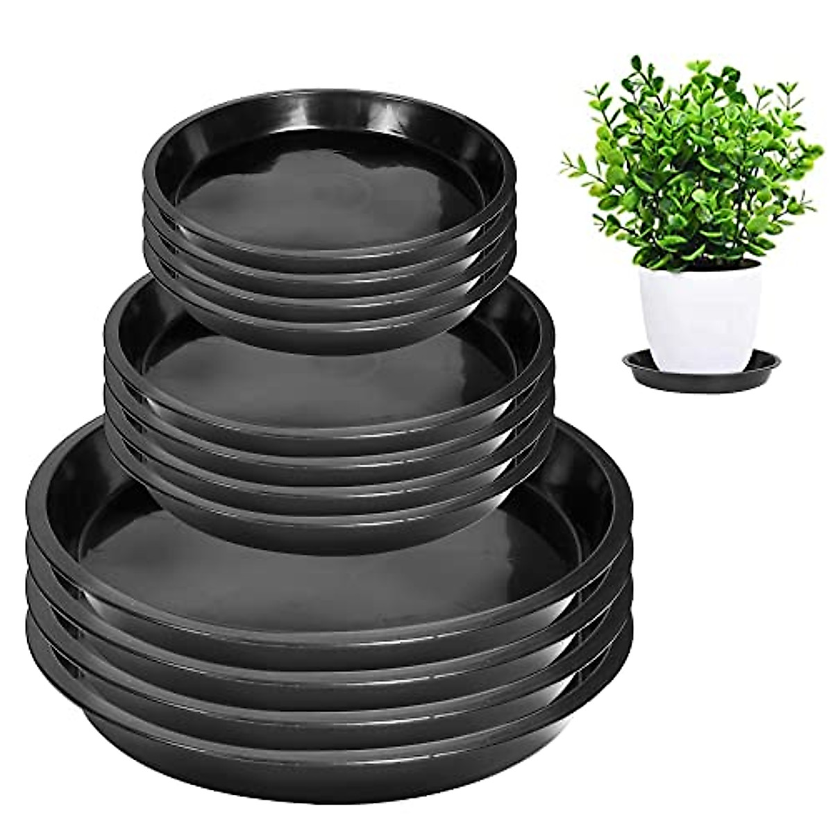 12Pack Plant Saucer - 6 8 10 Inch Plant Tray Round Plastic Plant Drip Trays for Indoor Outdoor Garden Plants, Collects Flower Pot Drainage and Excess Water