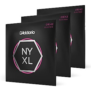 D'Addario Guitar Strings - NYXL Electric Guitar Strings - NYXL0942-3P - Unrivaled Strength, Tuning Stability, Enhanced Mid-Range - For 6 String Guitars - 09-42 Super Light, 3-Pack