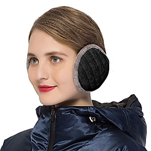 Surblue Unisex Warm Knit Earmuffs Cashmere Winter Pure Color Outdoor Fur Earwarmer, Black, Large