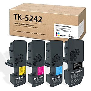 DOPHEN TK5242 (TK-5242) 4-Color Toner Cartridge Set - TK-5242K TK-5242C TK-5242M TK-5242Y Dophe Replacement for Kyocera ECOSYS P5026cdn P5026cdw M5526cdn M5526cdw Printers (BK/C/M/Y)