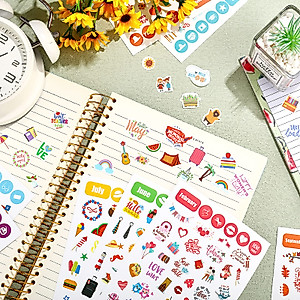 24 Sheets Daily Planners Monthly Celebrations Planner Stickers for Calendar Decorating, Planning, Scrapbooking, Holiday Seasonal General Events, 1,100+ Stickers Per Pack